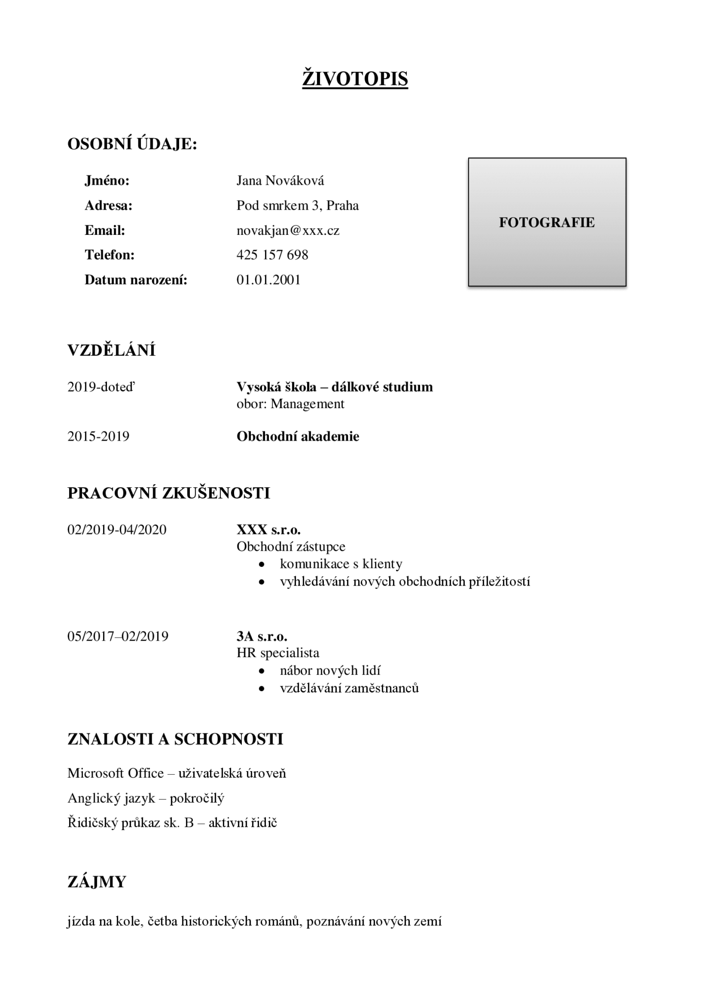 Jak napsat životopis – vzor ke stažení zdarma 2025 - Tovarnik.cz